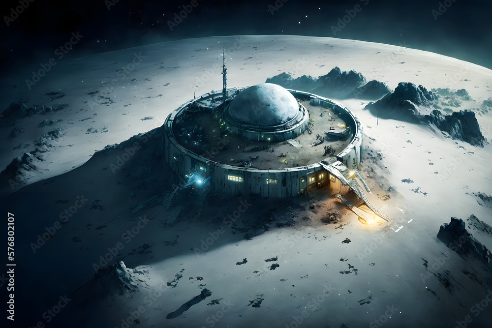 dome shaped habitat base on moon surface, neural network generated art ...