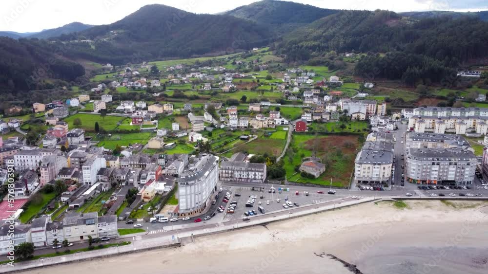 Cinematic aerial perspective of countryside of Spanish villages. View ...