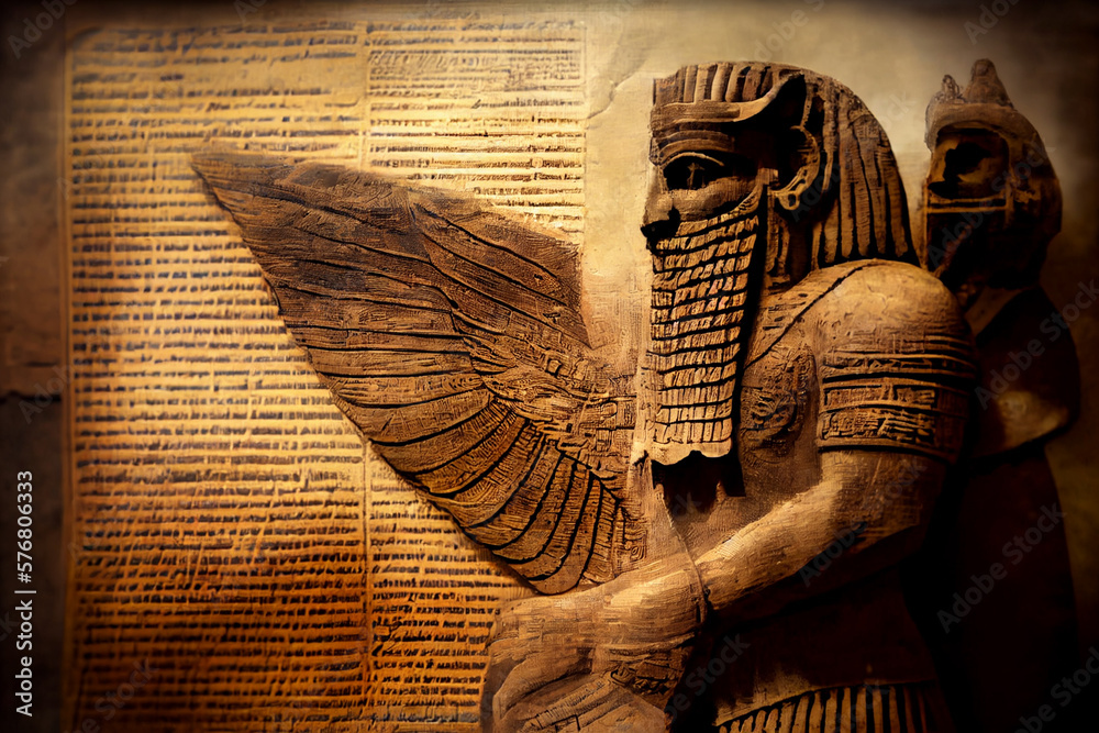 ภาพประกอบสต็อก Ancient Sumerian text superimposed on papyrus texture ...