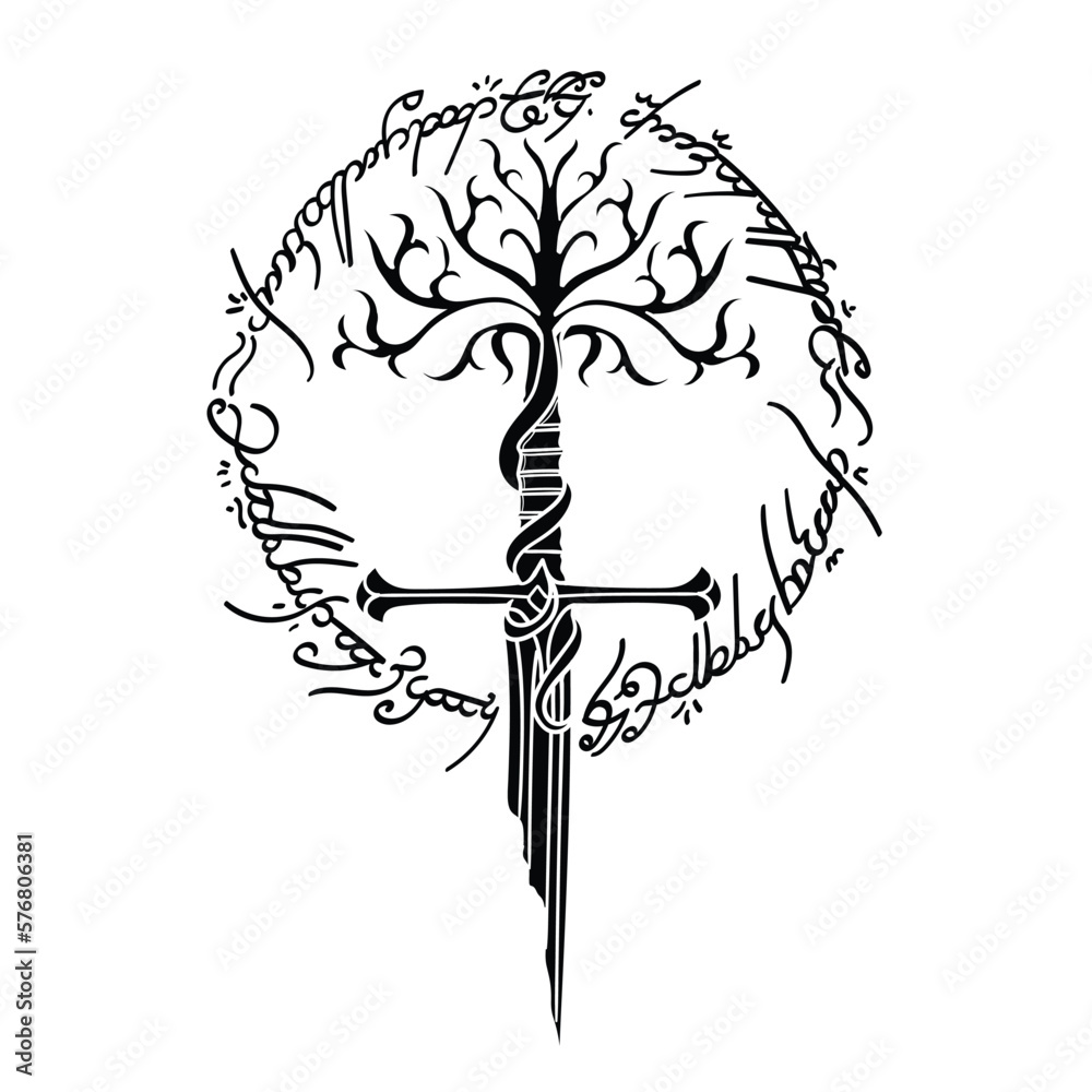 Lord of the rings- Anduril White Tree vector.eps Stock Vector | Adobe Stock