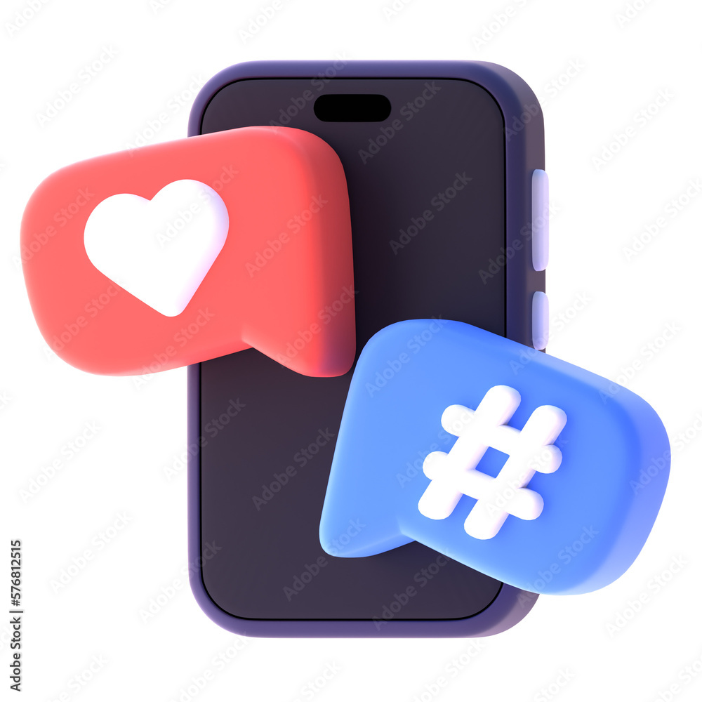 Social Media in 3d render for graphic asset web presentation or other ...