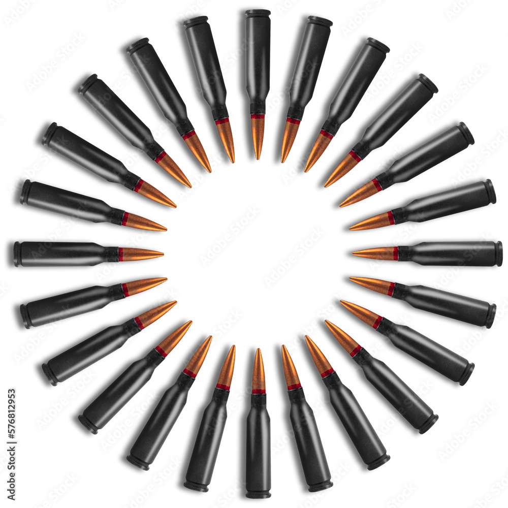 Bullets on white banner background. Cartridges for machine guns. Stock ...