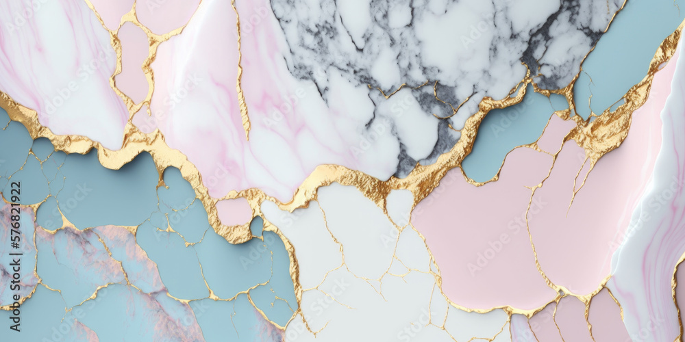 Pastel colored marble texture with golden veins, Generative AI Stock ...