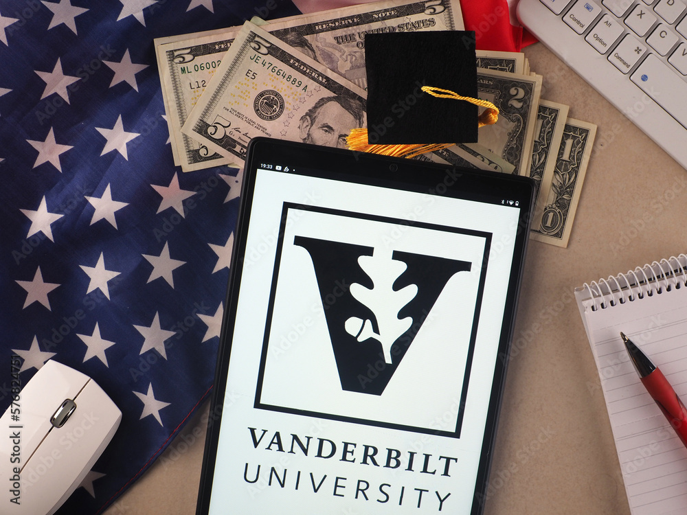In this photo illustration, Vanderbilt University logo seen displayed ...