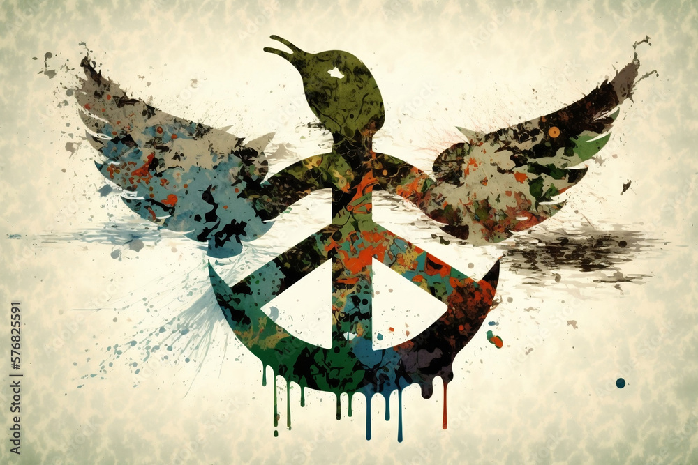 original symbol of peace, the Pacific and a dove in a graphic ...