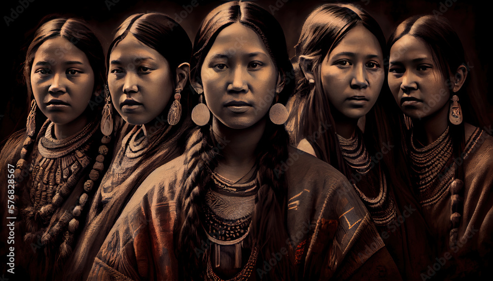 indigenous young girls company Stock Illustration | Adobe Stock