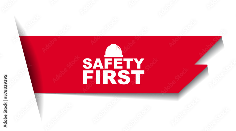 Poster red vector illustration banner safety first – Wall Art | UkPosters