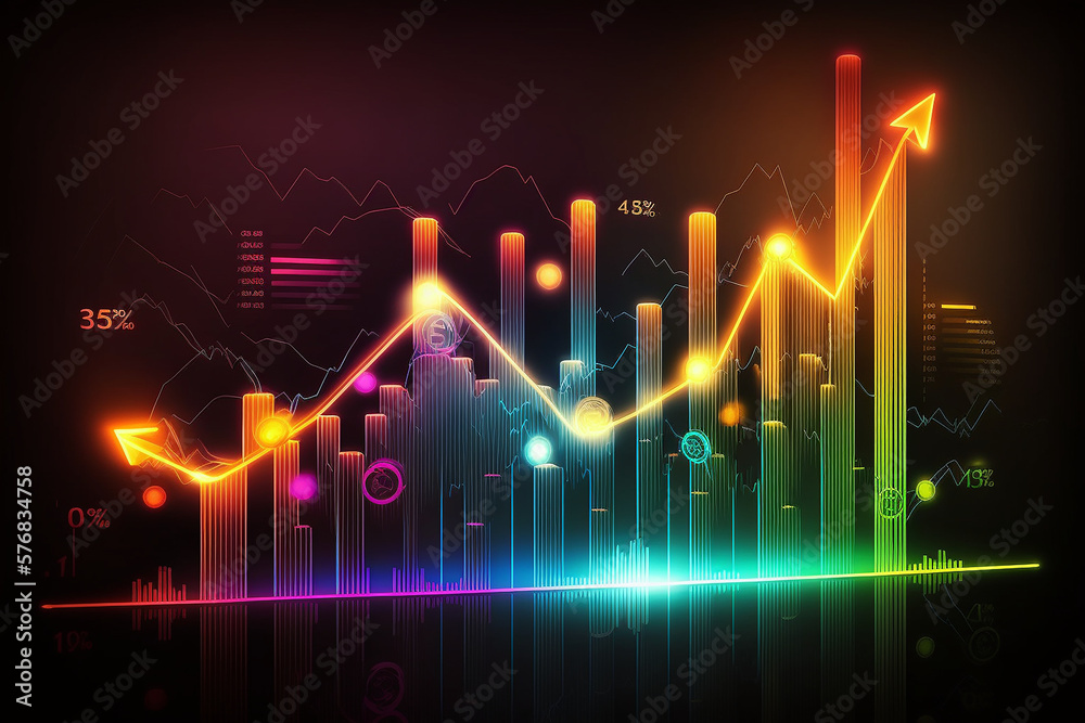 3D World Business Graph or Chart with Stock Market or Financial Market ...