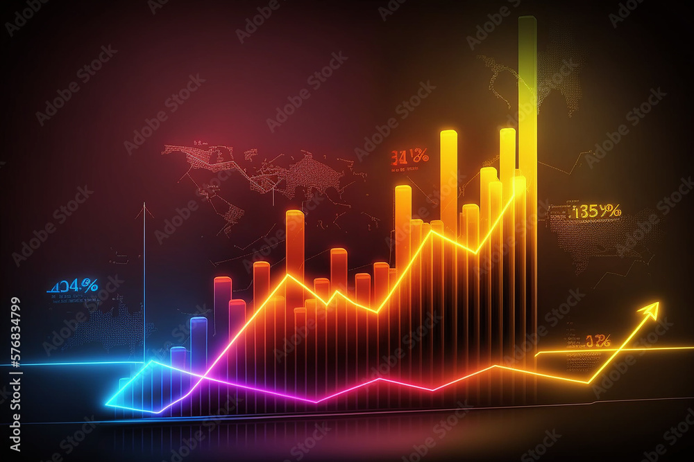 3D World Business Graph or Chart with Stock Market or Financial Market ...