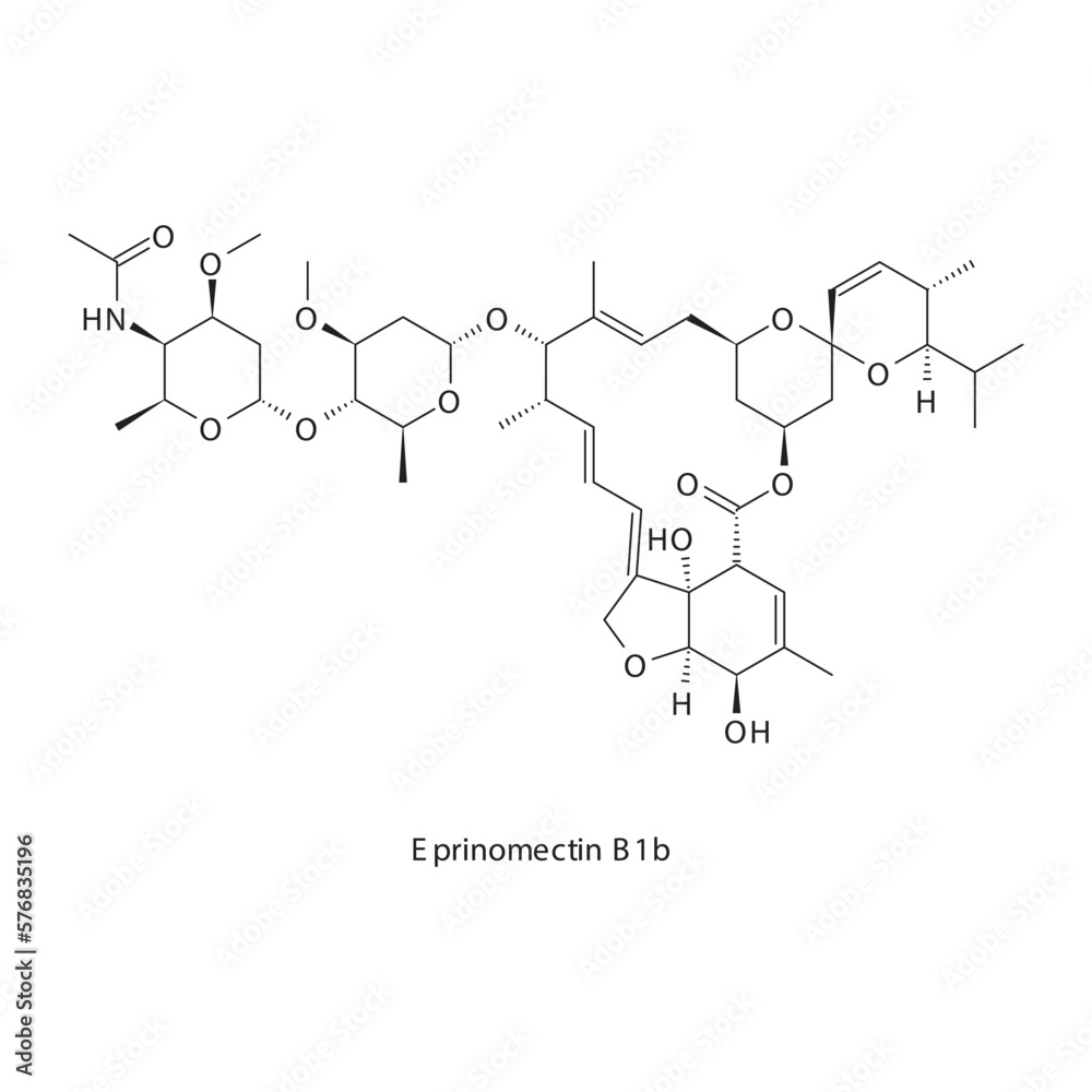 Vetor do Stock: Eprinomectin B1b flat skeletal molecular structure ...