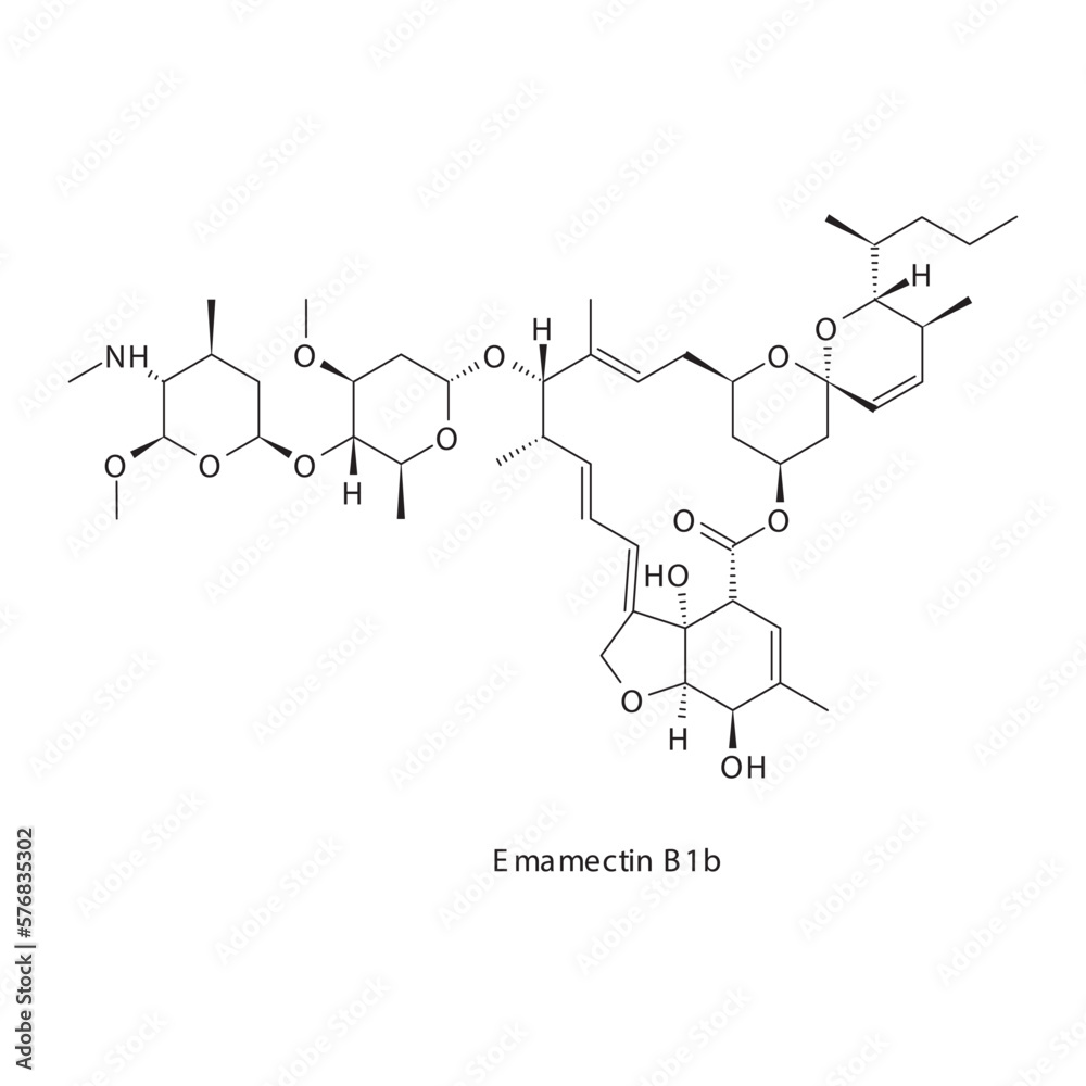 Emamectin B1b flat skeletal molecular structure Avermectin anti ...