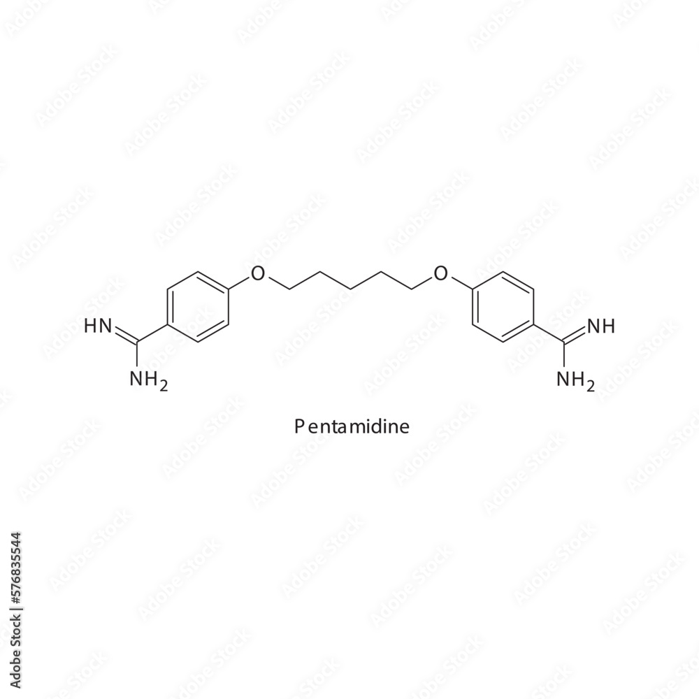 Pentamidine flat skeletal molecular structure Antiparasitic drug used ...