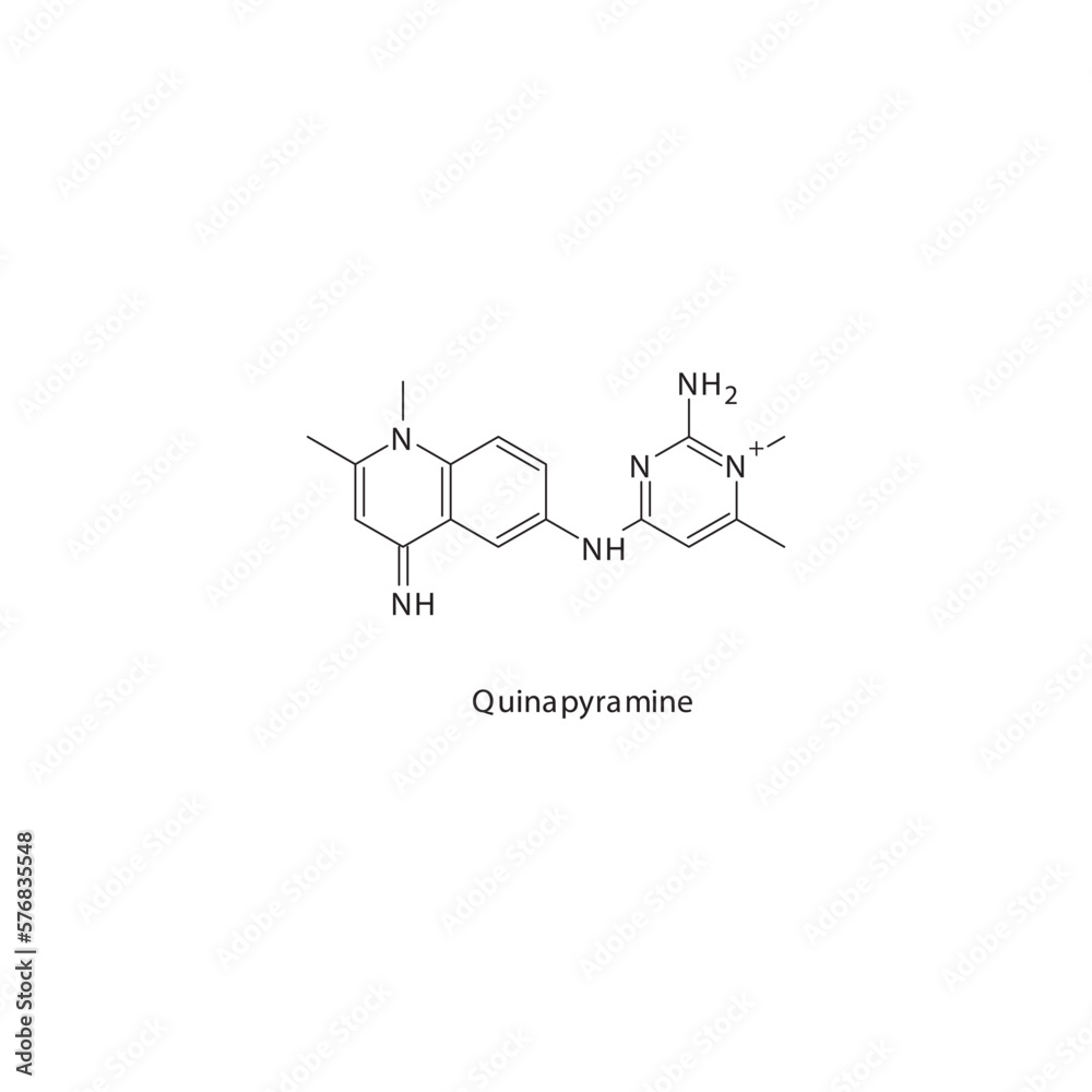 Quinapyramine flat skeletal molecular structure Antiprotozoal drug used ...