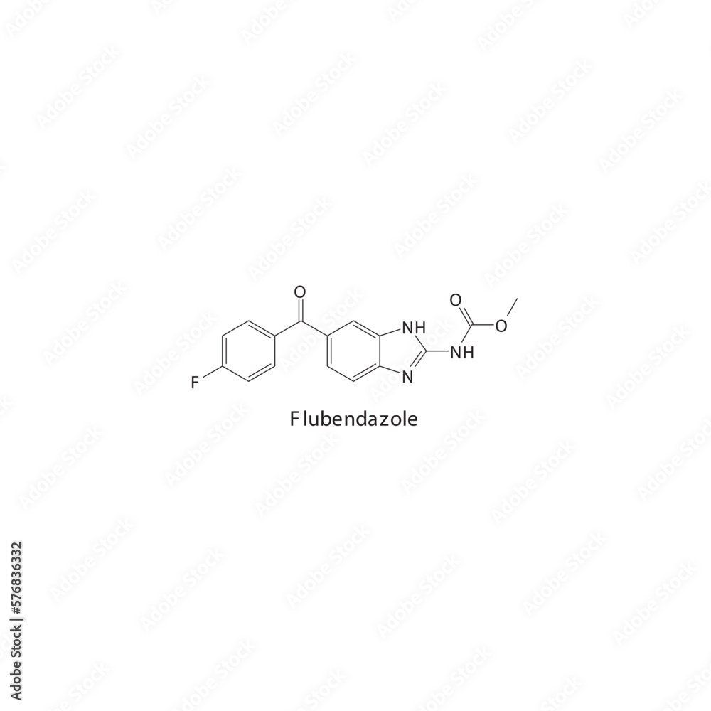 Flubendazole flat skeletal molecular structure Anthelmintic agent drug ...