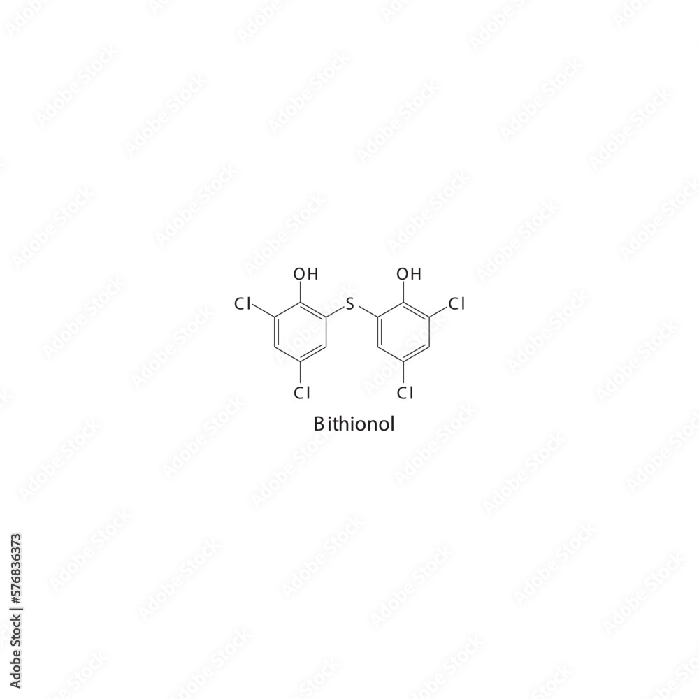 Bithionol flat skeletal molecular structure Anthelmintic agent drug ...