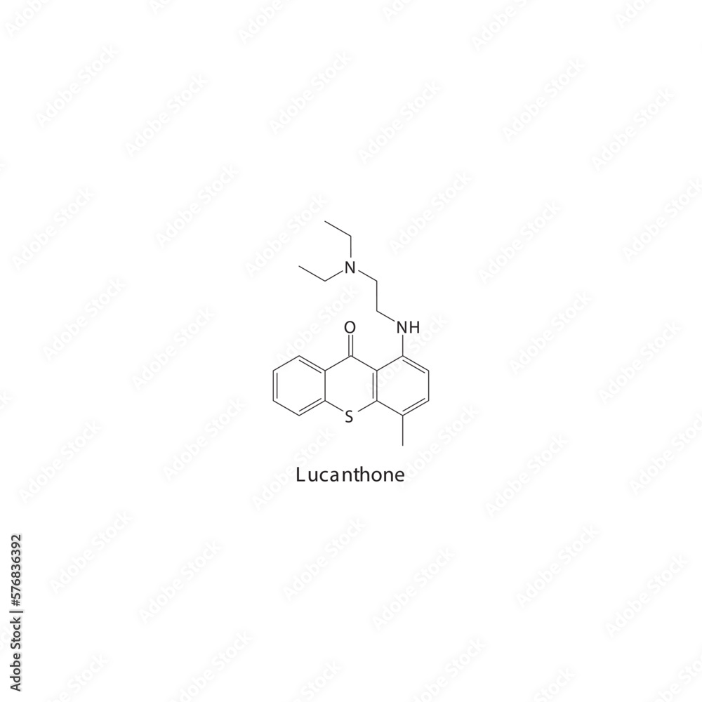Lucanthone flat skeletal molecular structure Anthelmintic agent drug ...