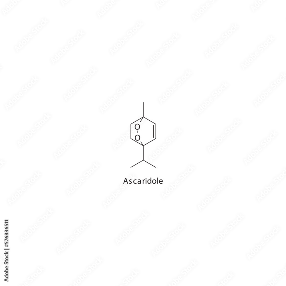 Ascaridole flat skeletal molecular structure Anthelmintic agent drug ...