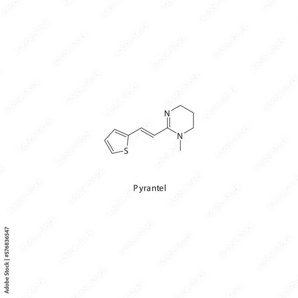 Pyrantel flat skeletal molecular structure Anthelmintic agent drug used ...