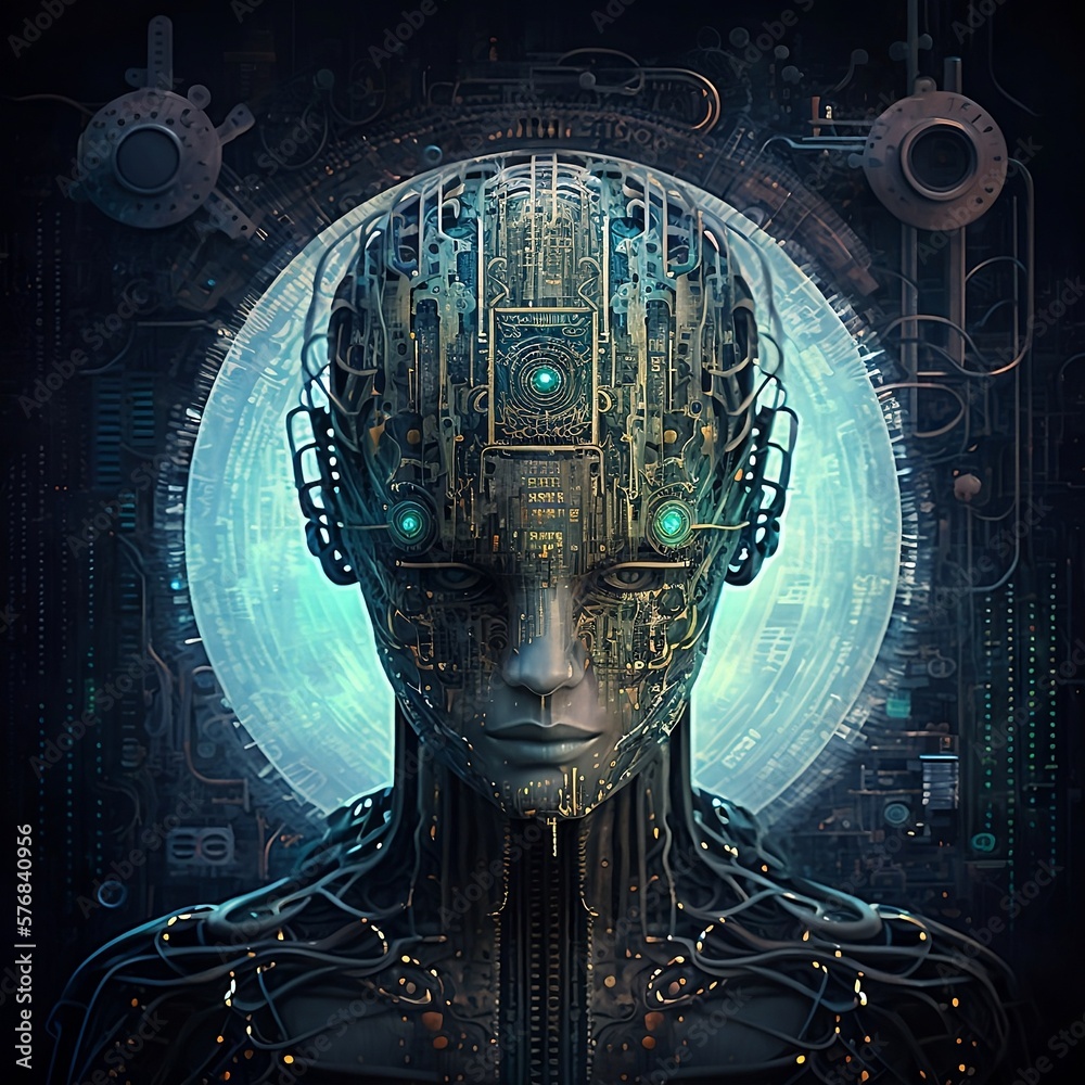 Representation of an Artificial Intelligence, AI, ChatGPT representation, Android being, Robot ...