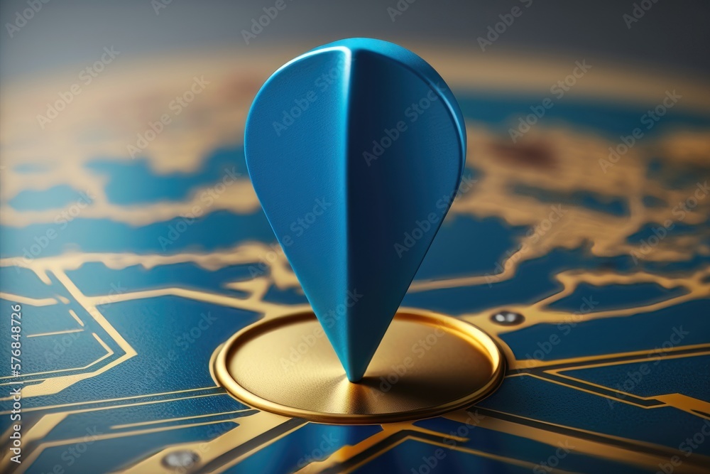 Blue location 3d icon marker or route gps position navigator sign and ...