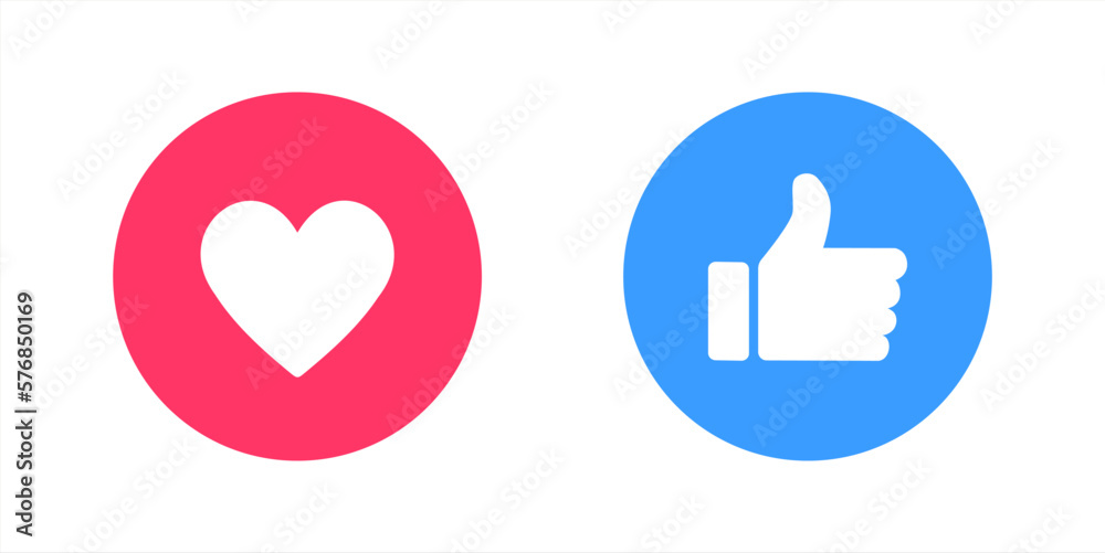 Thumb up and heart icon. Vector like and love icon. Ready like and love ...