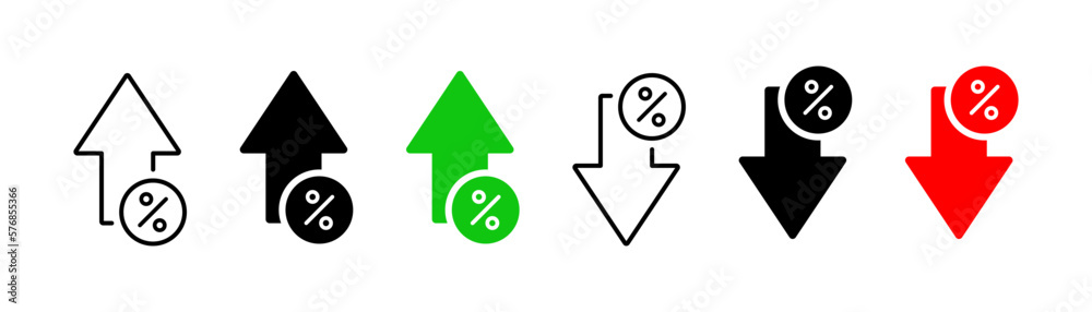 Increase, decrease arrow icons. Interest arrow icons collection ...