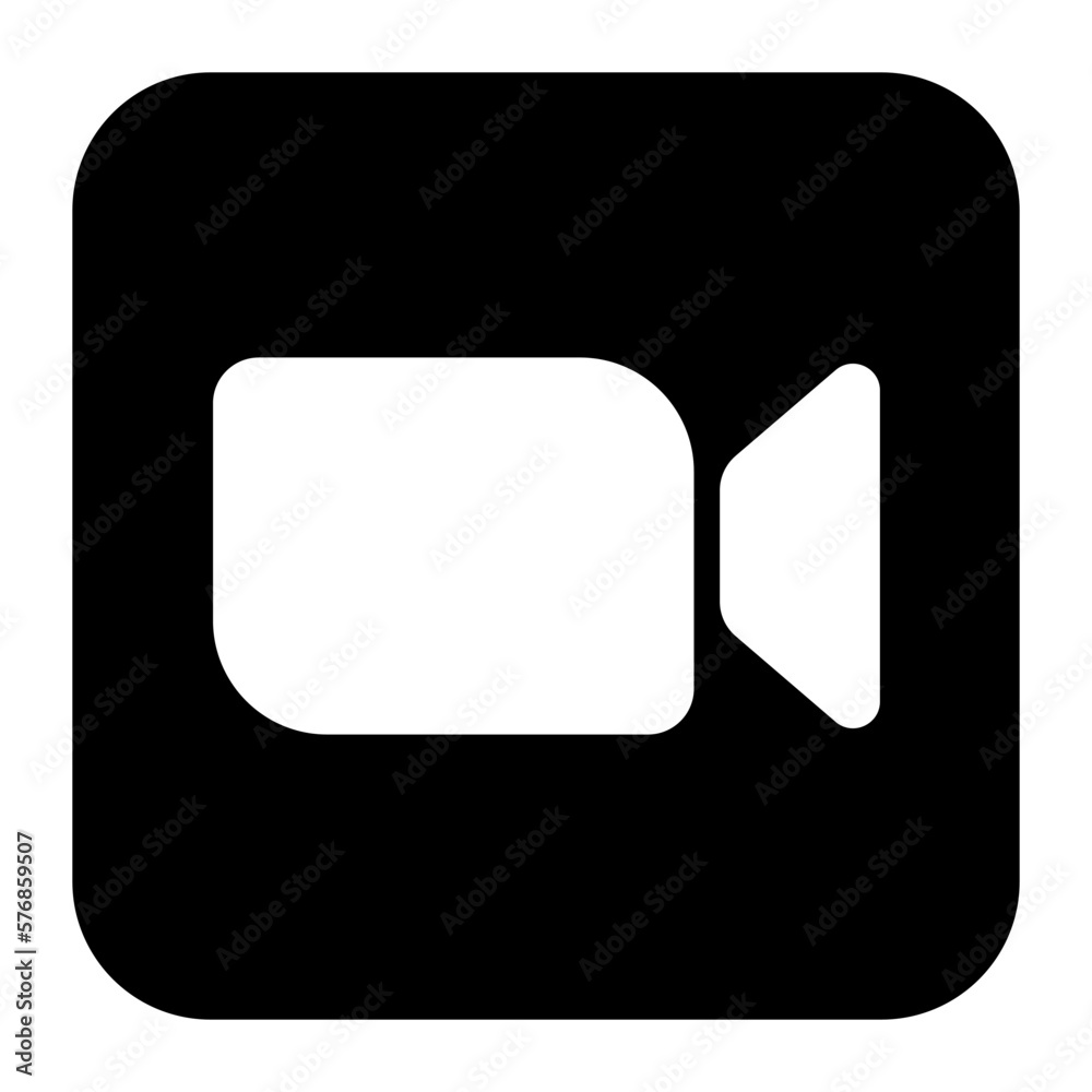 Zoom social media app icon. Black silhouete square with rounded corners ...