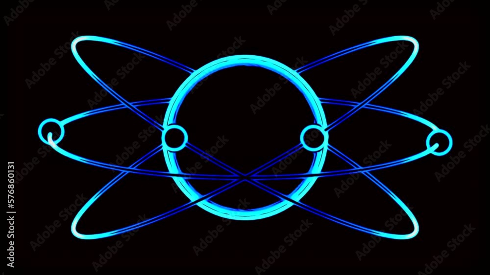 Animation of moving particles in orbit of atom. Design. Simple ...
