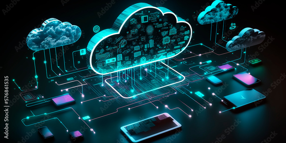 Cloud technology concept. Data center concept. Modern cloud ...