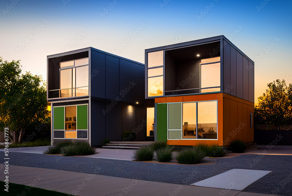 Modern house interior. Prefab construction. Suburban Townhouse on ...