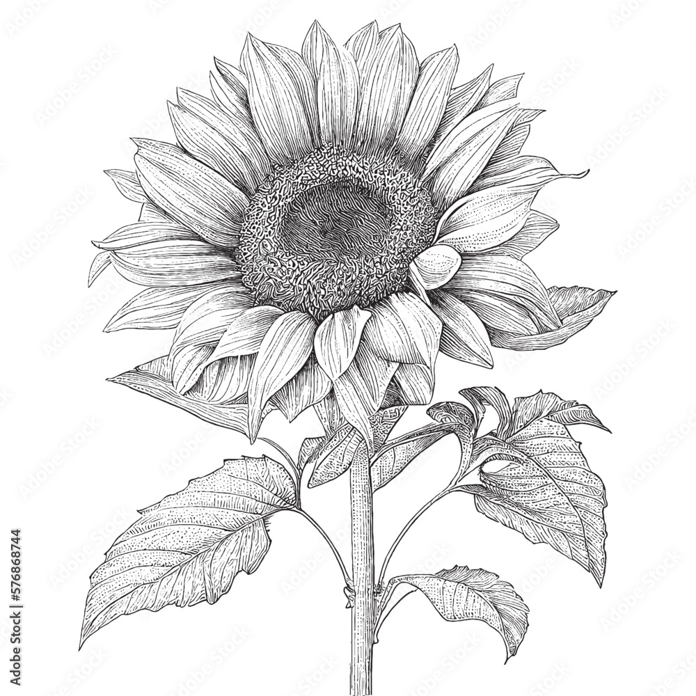 Pencil Drawn Sunflowers
