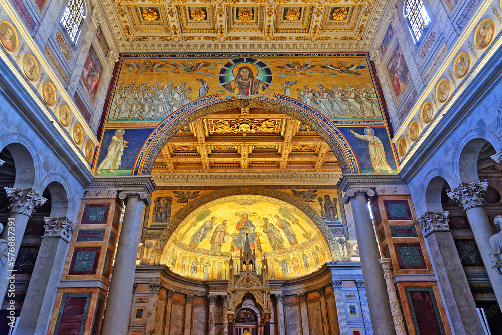 Basilica of Saint Paul Outside the Walls. Famous apse mosaic of Jesus ...