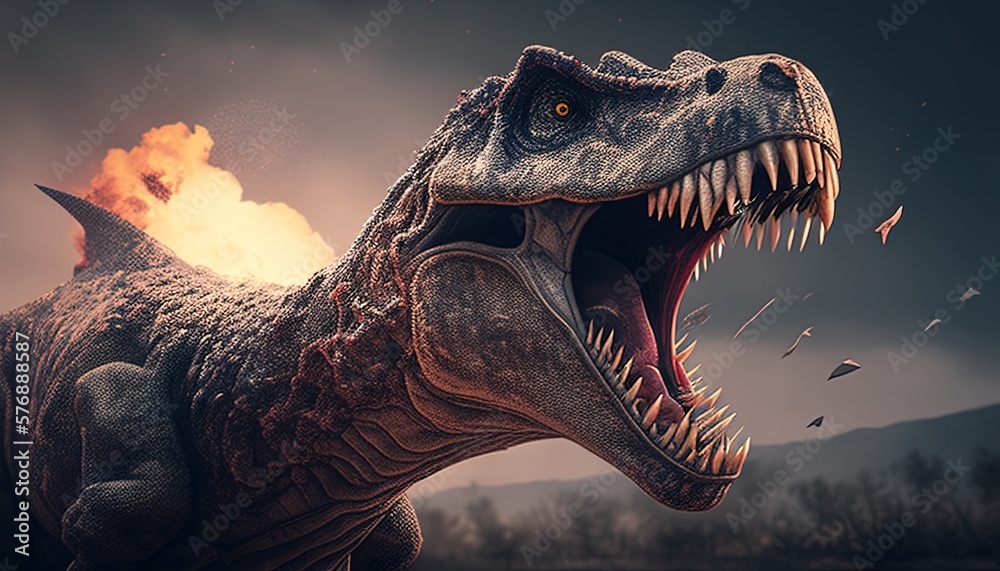 Powerful dinosaur roaring digital art illustration Stock Illustration ...