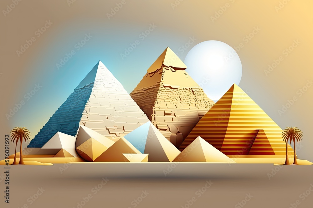 Famous Menkaure Pyramid, Khafre Pyramid, Khufu Pyramid, and three ...