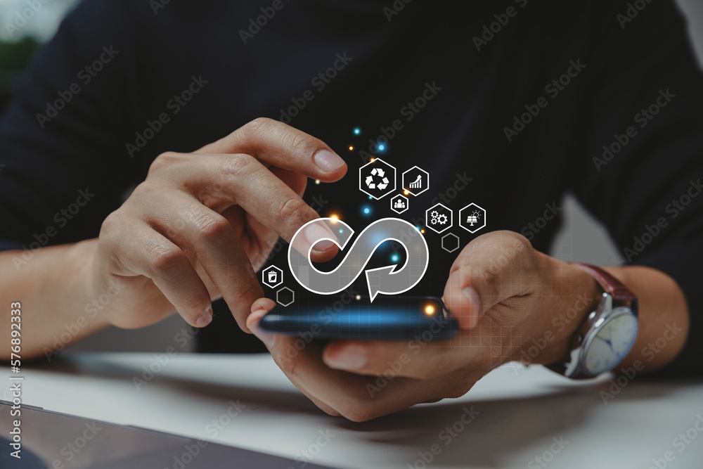 Circulating in an endless cycle, Business and circular economy with ...