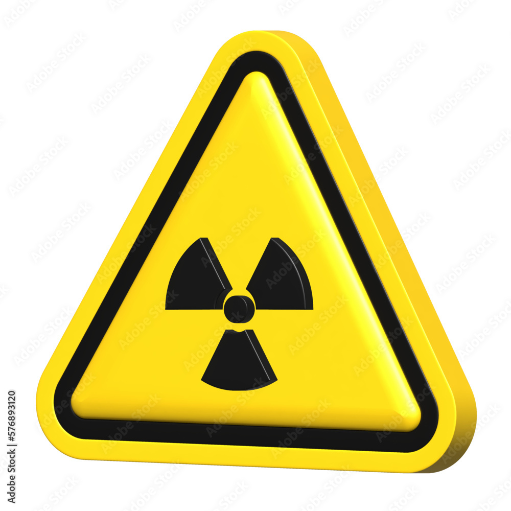 3D ISO Triangle Warning Sign: ISO W003 - Radiation Hazard Symbol Stock ...