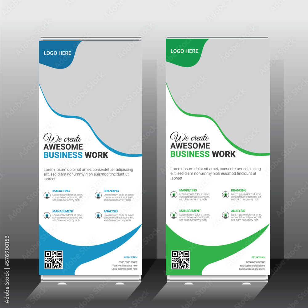 Roll up banner design template vector, abstract background, modern x ...