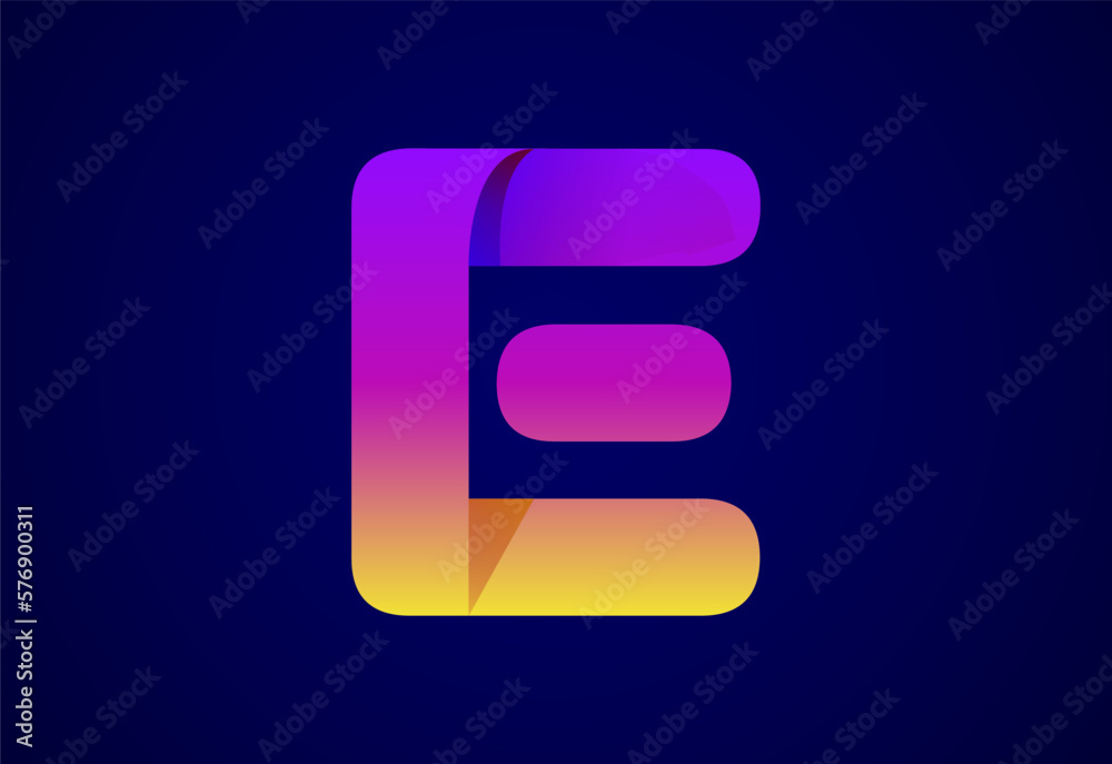 Abstract origami letter E logo design template. Flat style application ...