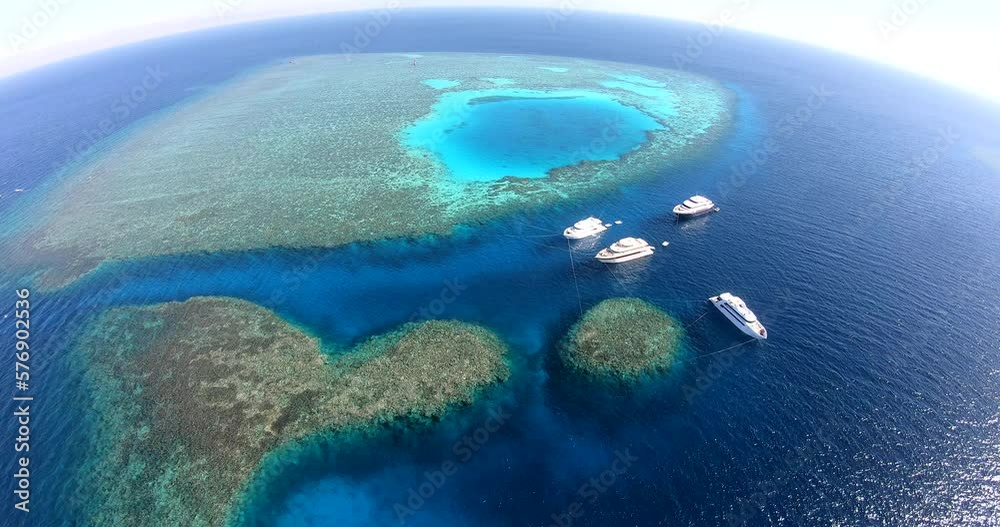 Aerial Drone Shot for Abu Nuhas Coral Reef Dive Site in `the Red Sea of ...