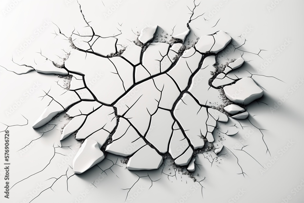 Ground cracks top view, earthquake cracking holes, ruined land surface ...