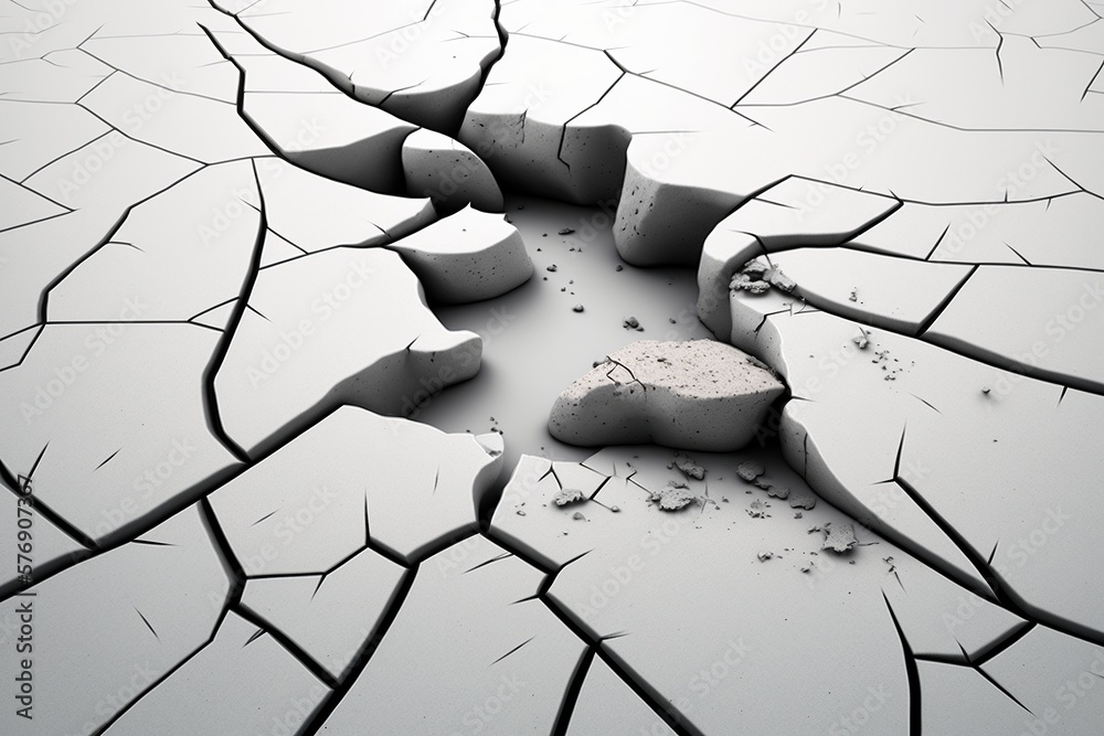 Ground cracks, fractures on land surface, earthquake breaks in ...