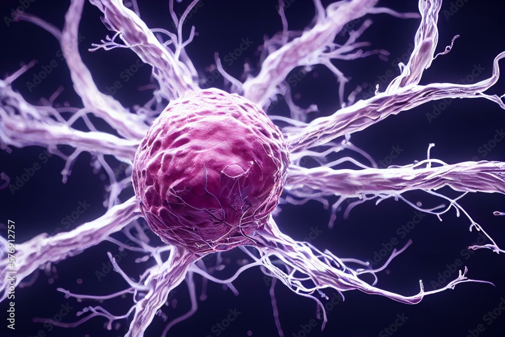 Demyelination of a neuron, the damage of the neuron myelin sheath seen ...