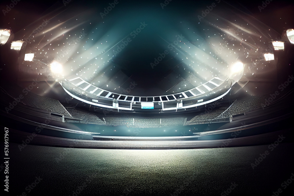 Stadium with lights background for display created with generative AI ...