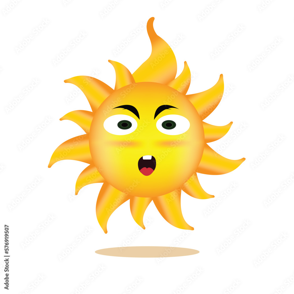 Sun vector. Cheerful funny cartoon sun. Funny sun tropical island ...