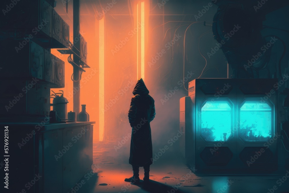 sentient AI developing emotions in an underground laboratory digital ...