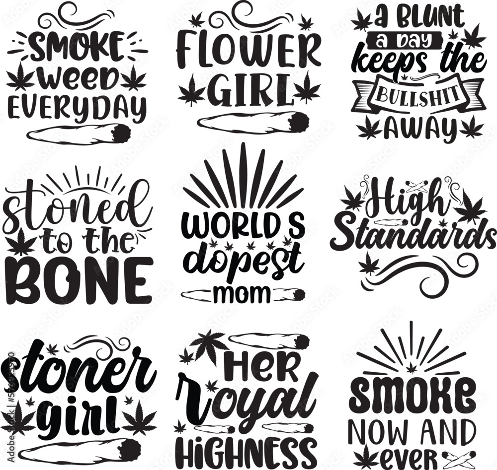 Vetor de Weed SVG Bundle, Marijuana SVG Bundle, Cannabis Svg, 420 ...