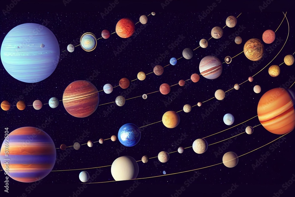 fantastic diagram of the solar system with the sun and planets in space ...
