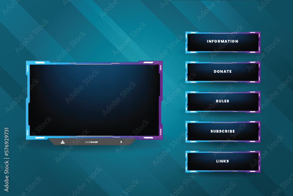 Game stream frames for live conferences of gaming streamers, hud frame ...