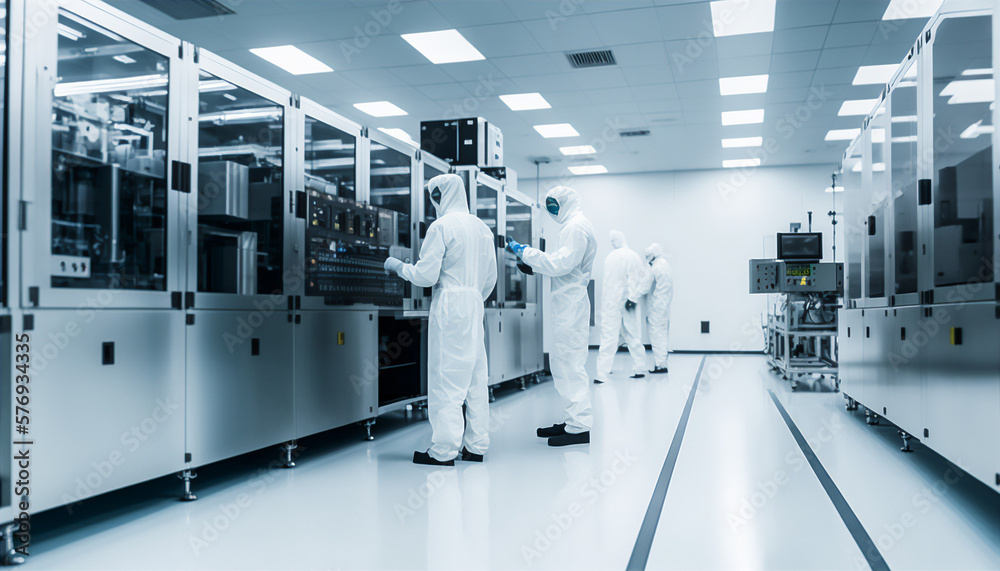 semiconductor manufacturing in a cleanroom. Generative AI Stock ...