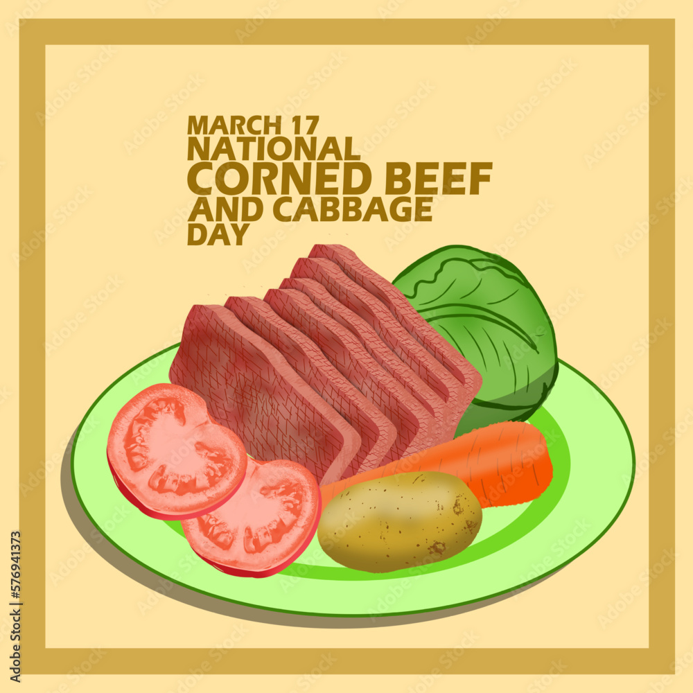 A plate of corned beef with cabbage, carrots, tomatoes and potato. With ...